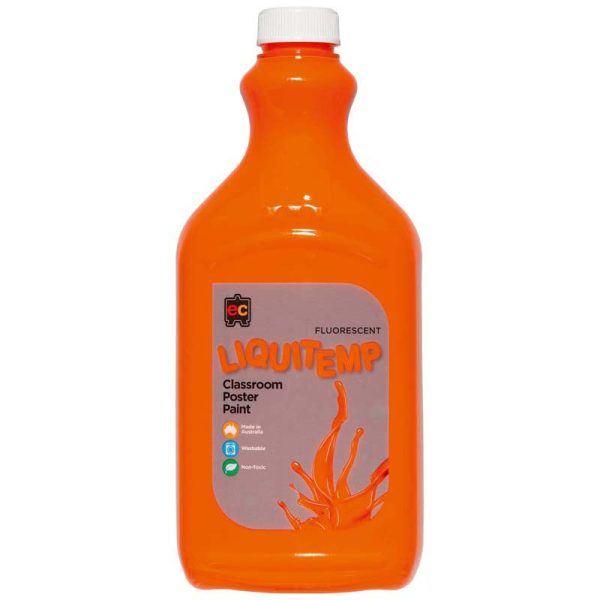 Fluoro Liquitemp Poster Paint 500ml Orange - Kiwi Business